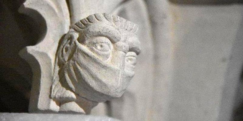 Face mask added to St Albans cathedral's medieval carvings as part of ...
