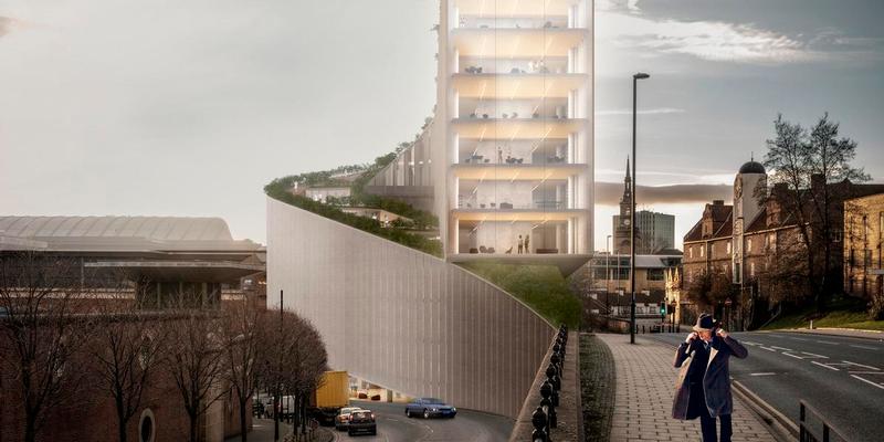 BIG's ribbon-like building will feature a linear park on its roof ...